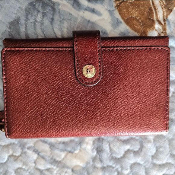 Coach | Bags | Coach Crossgrain Leather Phone Clutch Carrier Wristlet ...